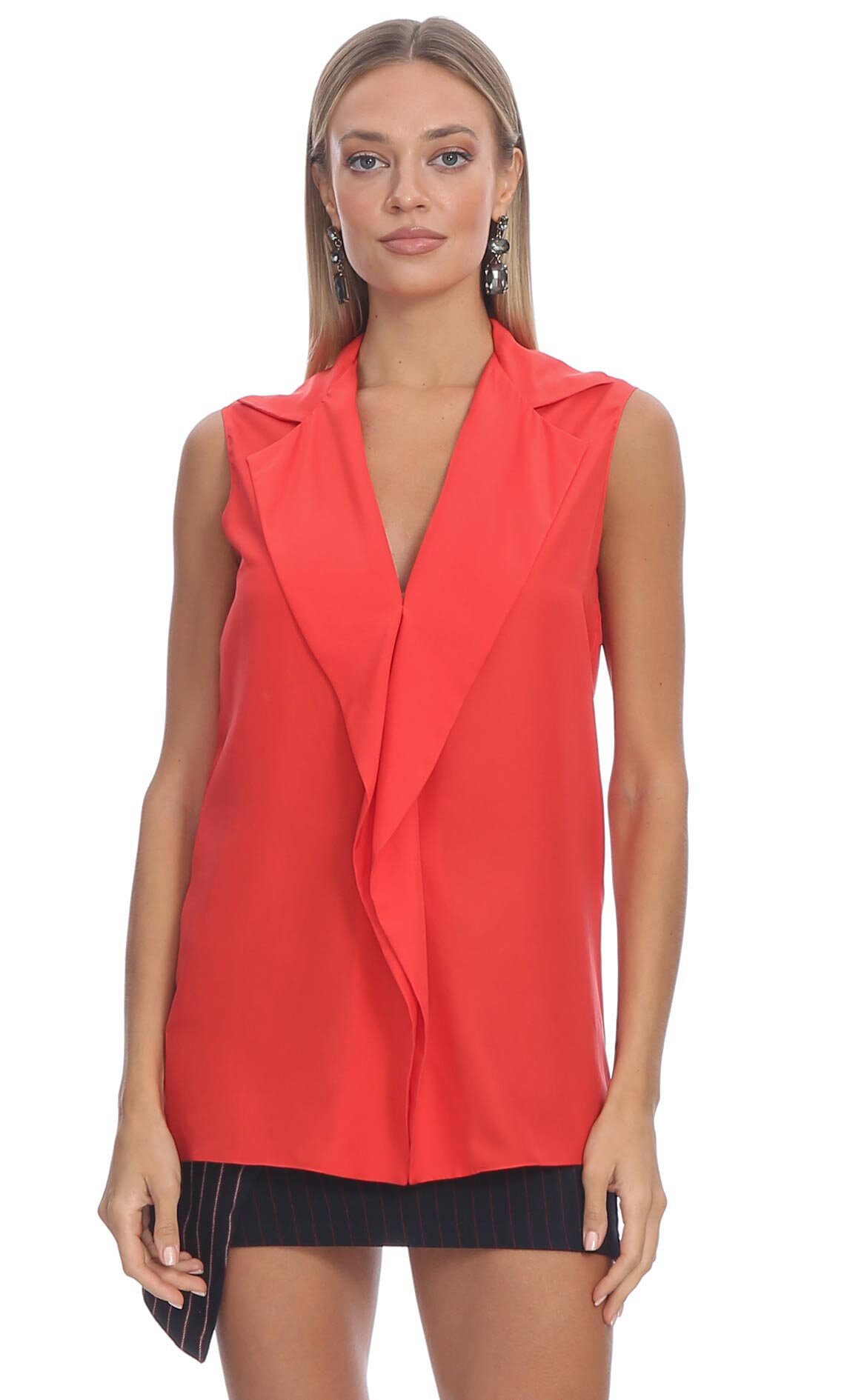 Lanvin-Lanvin Kolsuz Kırmızı Bluz Lanvin-Lanvin Kolsuz Kırmızı Bluz