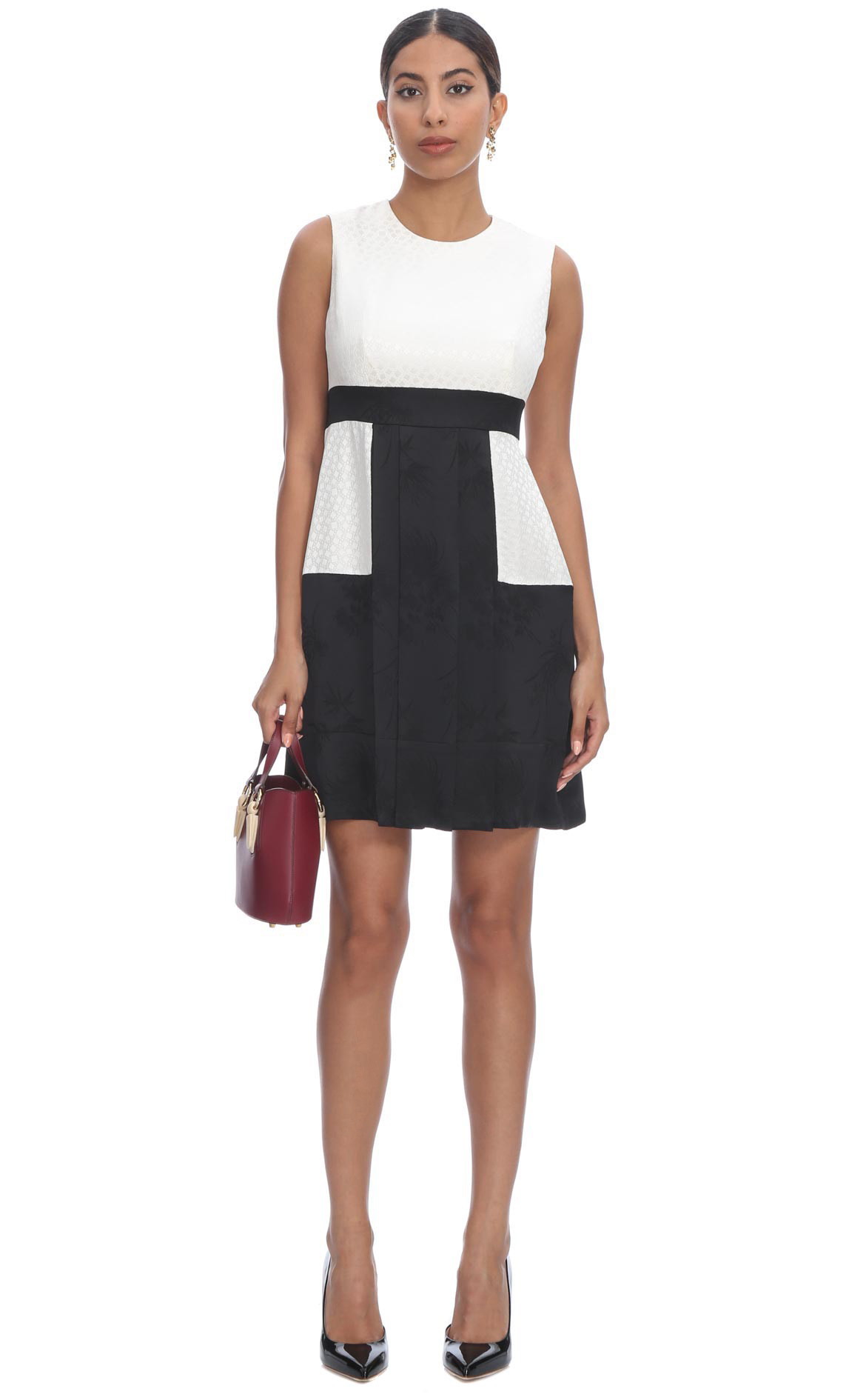 Alexander McQueen-Alexander McQueen Siyah-Beyaz Mini Elbise Alexander McQueen-Alexander McQueen Siyah-Beyaz Mini Elbise