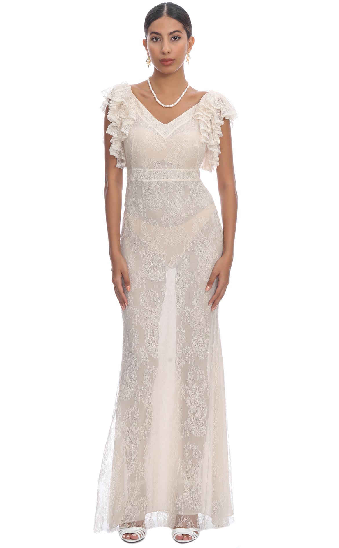 Alexander McQueen-Alexander McQueen Pudra Rengi Gece Elbisesi Alexander McQueen-Alexander McQueen Pudra Rengi Gece Elbisesi