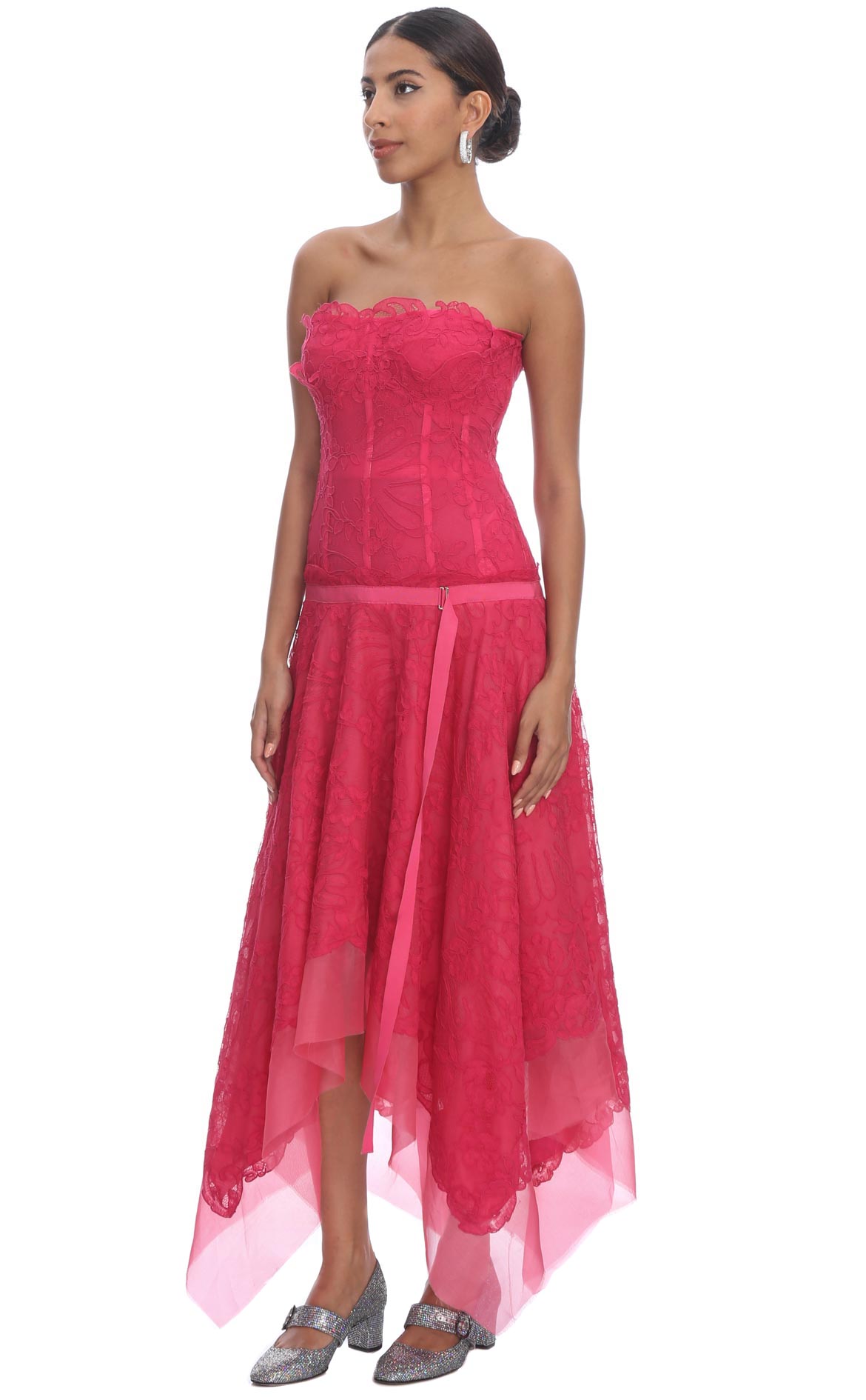 Alexander McQueen-Alexander McQueen Pembe Gece Elbisesi Alexander McQueen-Alexander McQueen Pembe Gece Elbisesi