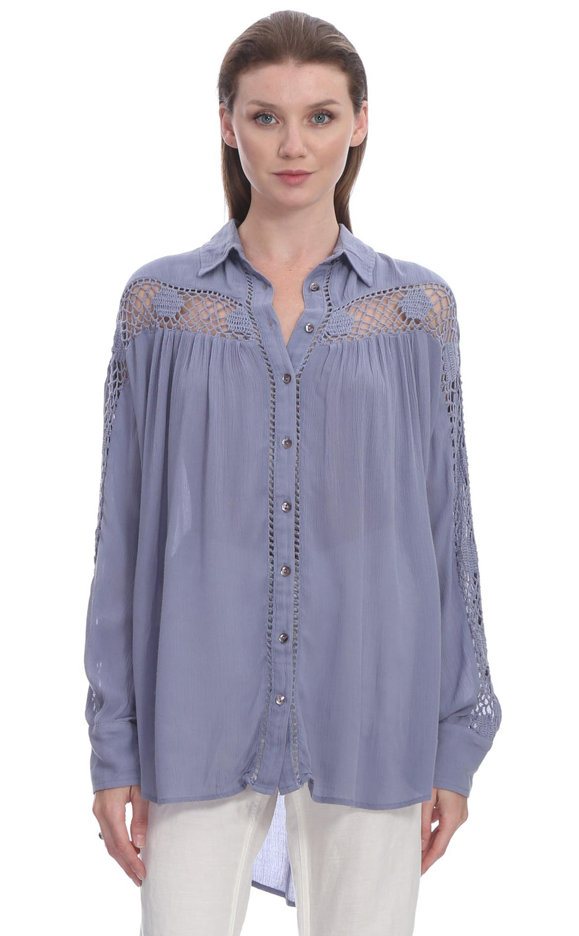 Free People-Free People Mavi Bluz Free People-Free People Mavi Bluz