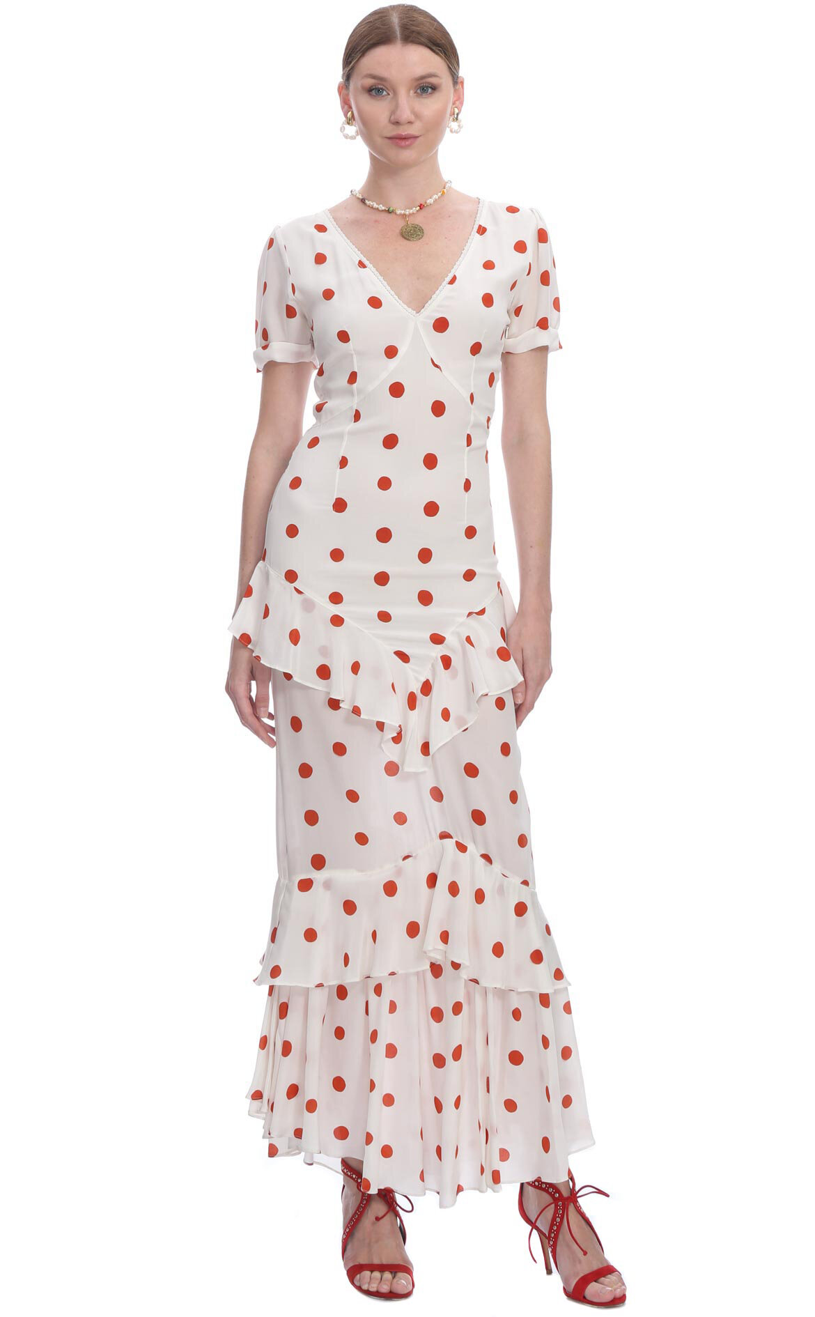 De La Vali-De La Vali Puantiyeli Uzun Elbise