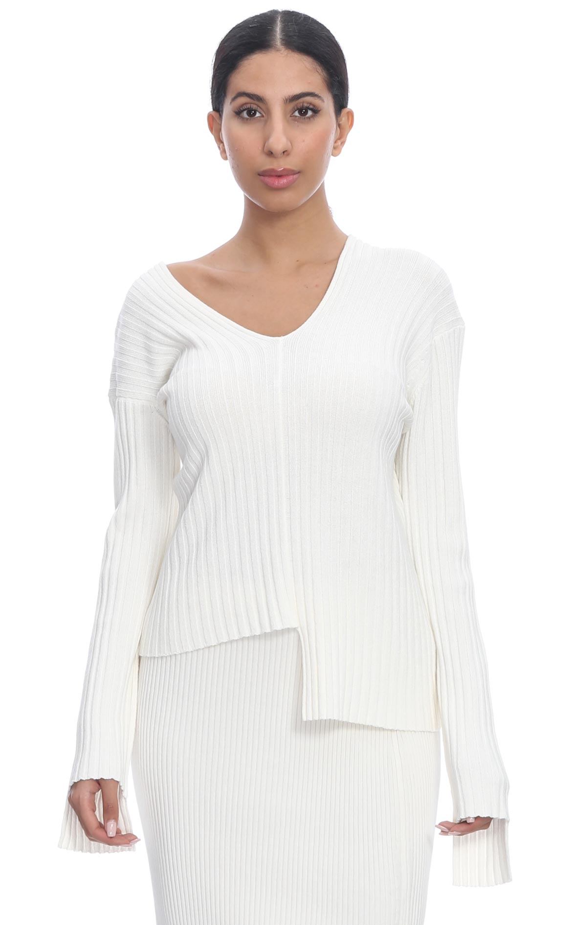 Helmut Lang-Helmut Lang V Yaka Beyaz Triko Helmut Lang-Helmut Lang V Yaka Beyaz Triko