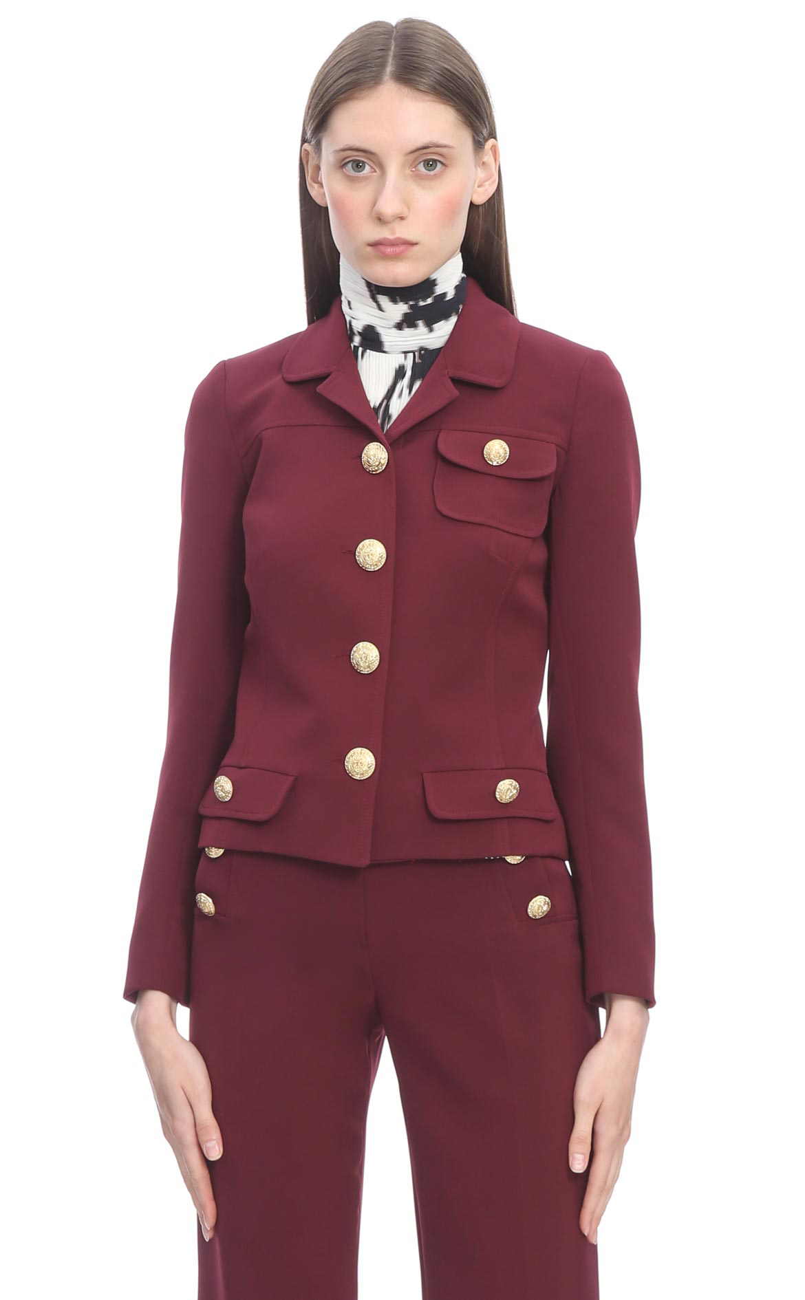 Cara Lotti Kadın Bordo Ceket CLT68273-BURGUNDY - Brandroom