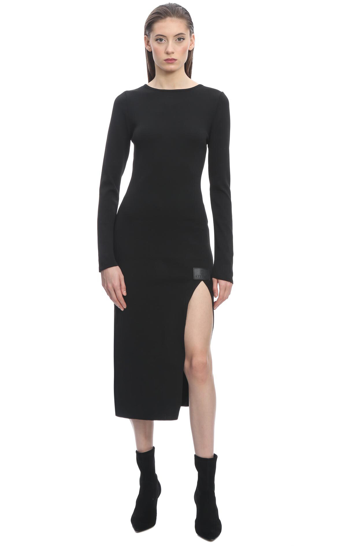 Aeedam-Aeedam Siyah Triko Elbise