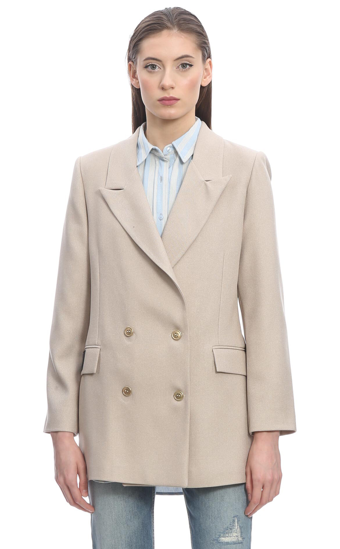 Aeedam-Aeedam Krem Ceket