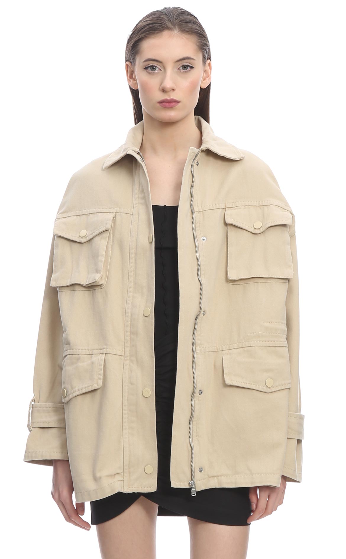 Aeedam-Aeedam Krem Denim Ceket