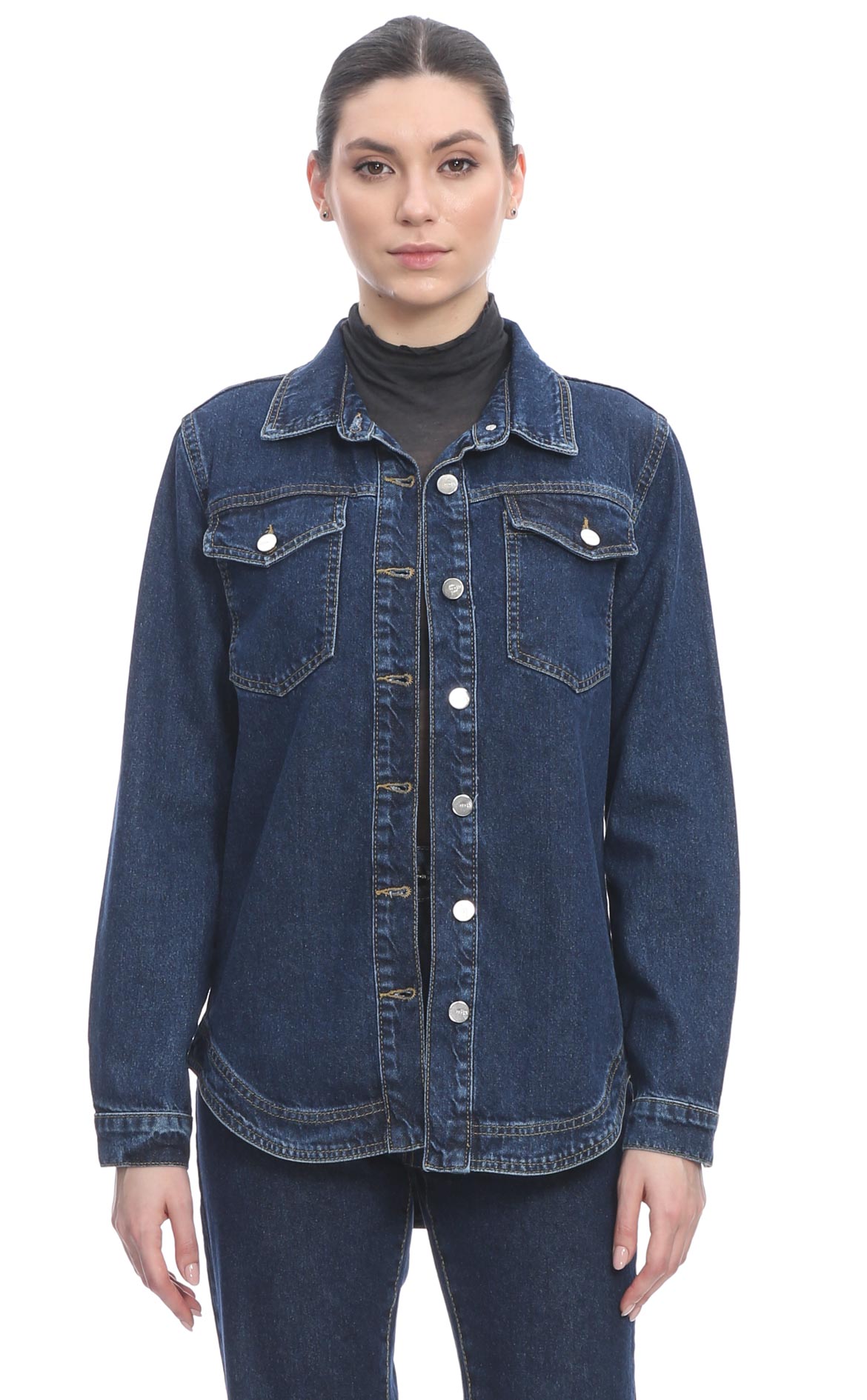 New İn-New in Lacivert Jean Gömlek