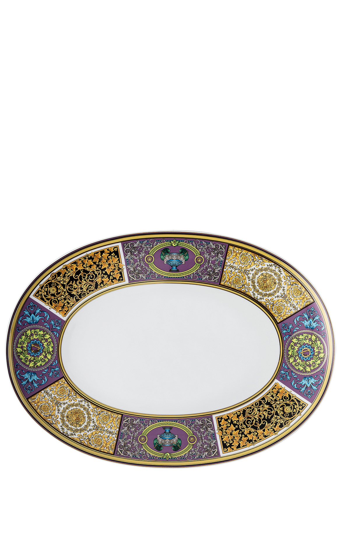 Versace-Versace Barocco Mosaic  Oval Servis Tabağı, 38 cm Versace-Versace Barocco Mosaic  Oval Servis Tabağı, 38 cm
