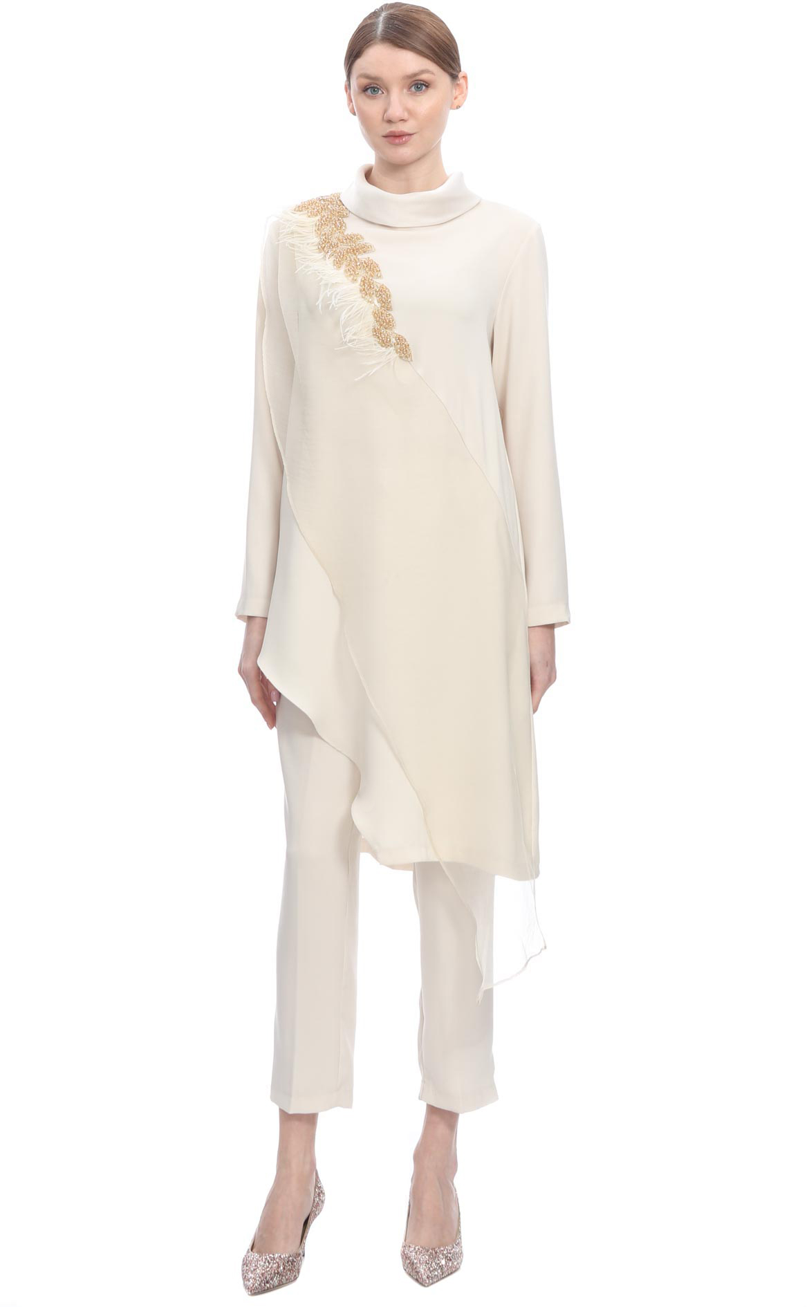 Qupra-Qupra Ekru Takım Qupra-Qupra Ekru Takım