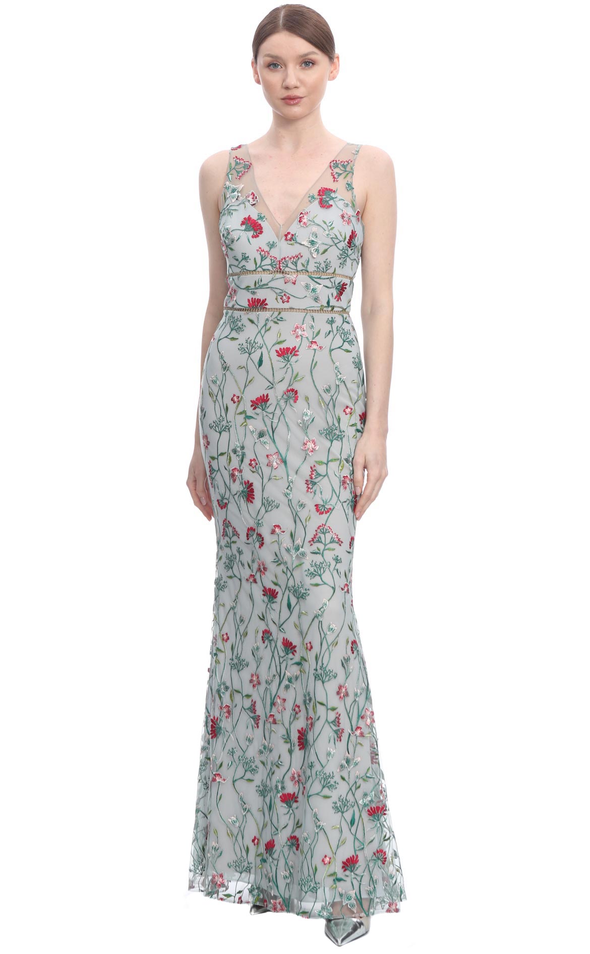 Marchesa Notte-Marchesa Notte Çiçek Desenli Gece Elbisesi Marchesa Notte-Marchesa Notte Çiçek Desenli Gece Elbisesi