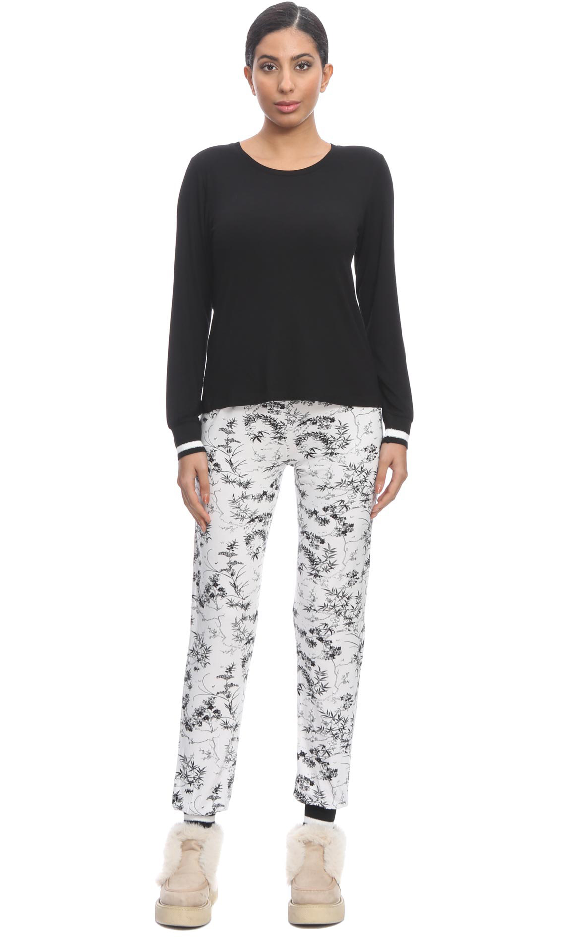 G-Lingerie-G-Lingerie Siyah/Beyaz Pijama Takımı G-Lingerie-G-Lingerie Siyah/Beyaz Pijama Takımı