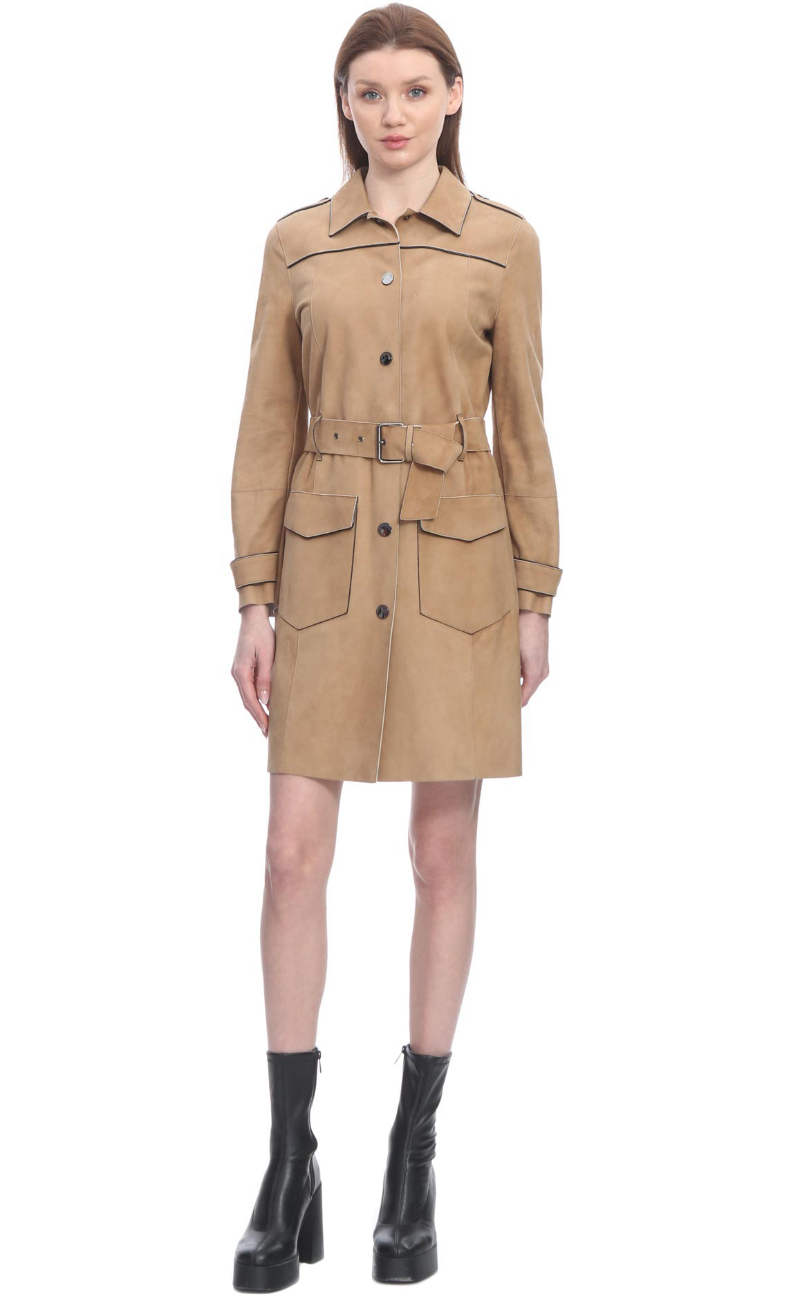 Longchamp-Longchamp Bej Deri Ceket Longchamp-Longchamp Bej Deri Ceket