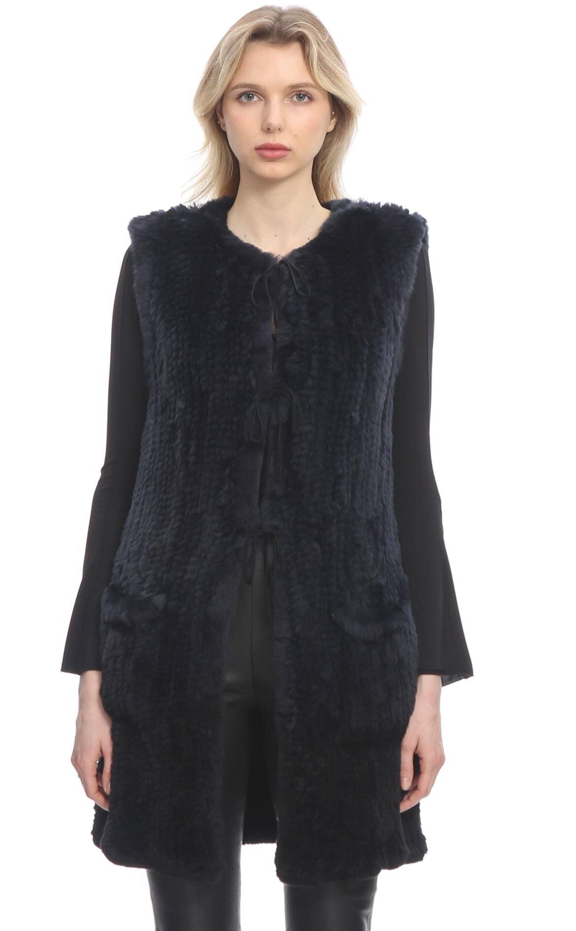 Elie Tahari-Elie Tahari Lacivert Kürk Yelek