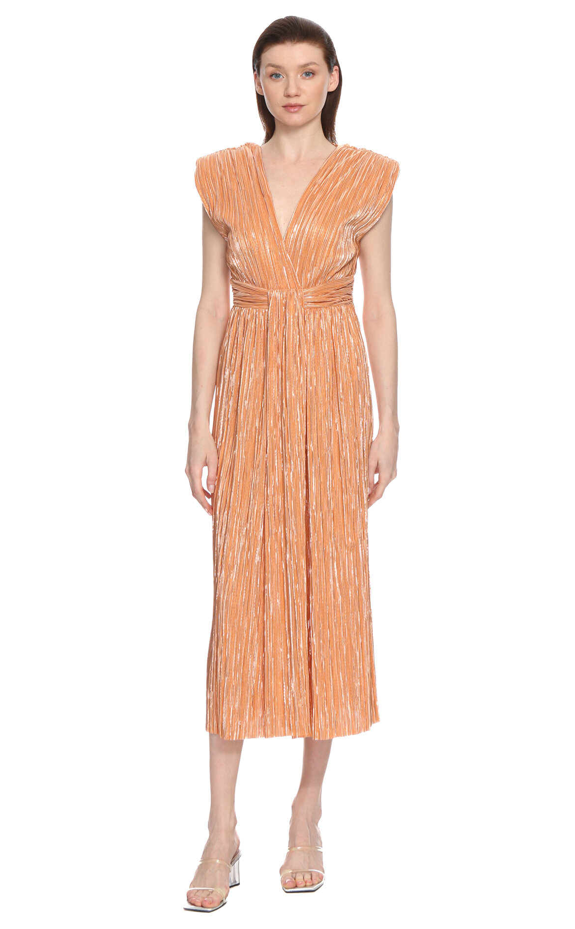 Sabina Musayev-Sabına Musayev Şeftali Rengi Elbise