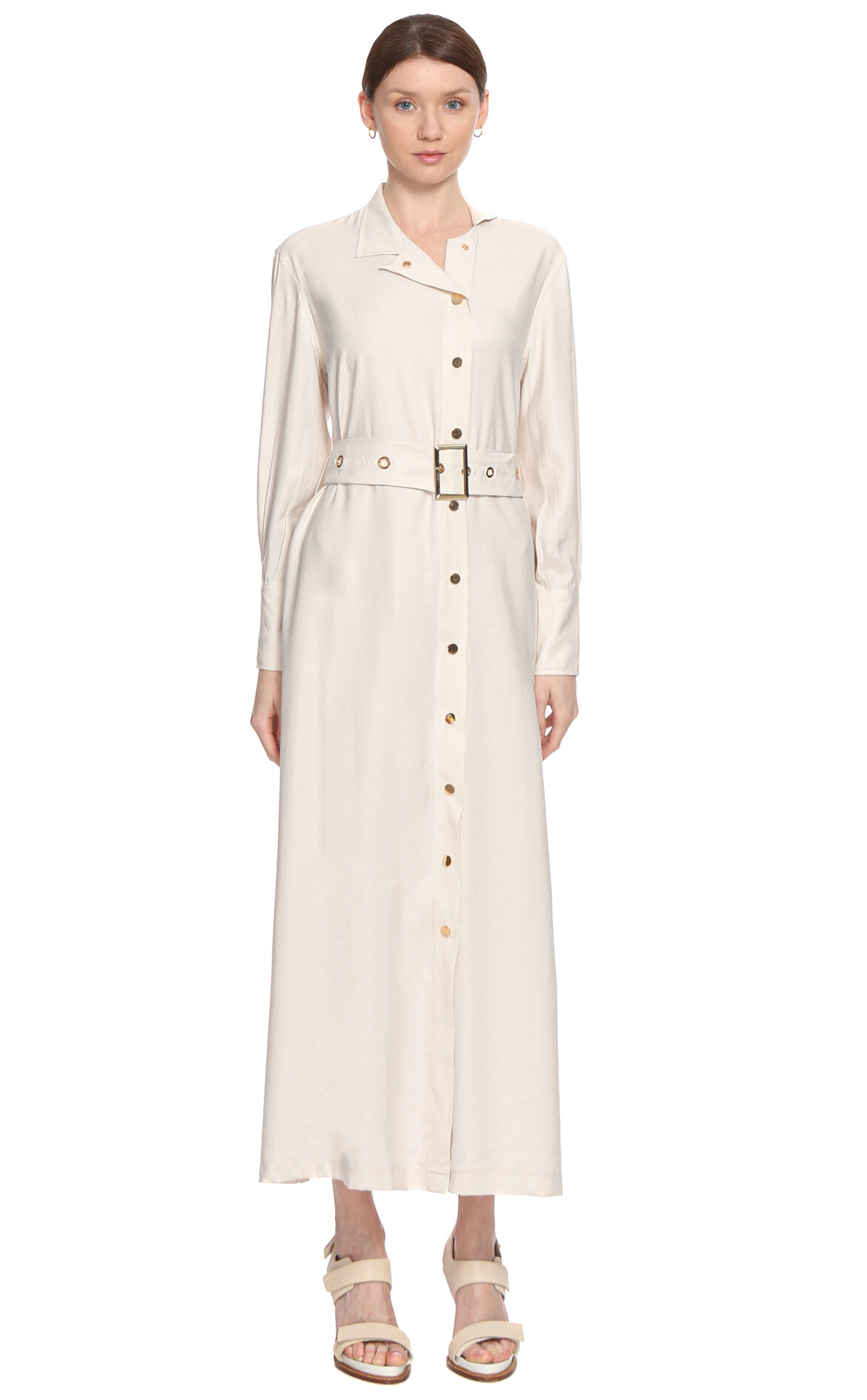 Qupra-Qupra Ekru Elbise