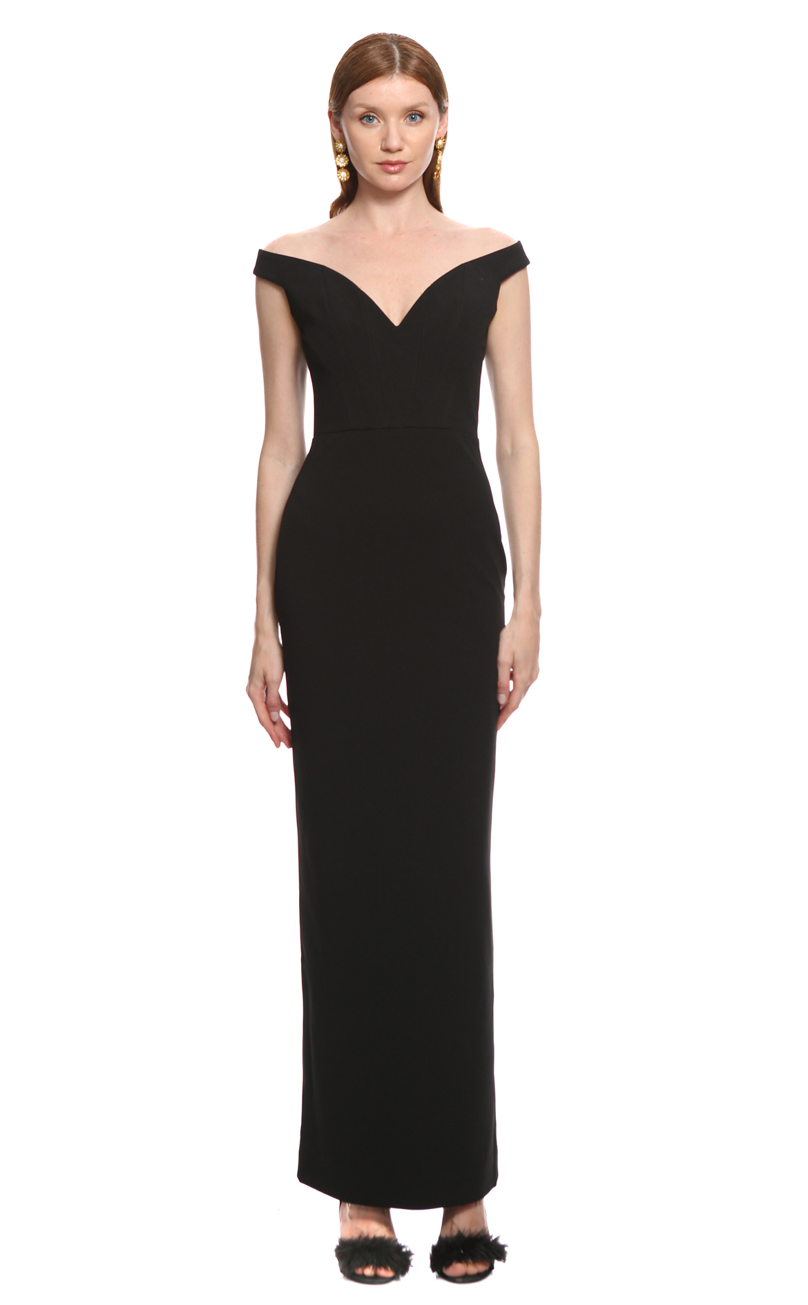 Solace London-Solace London Siyah Uzun Elbise