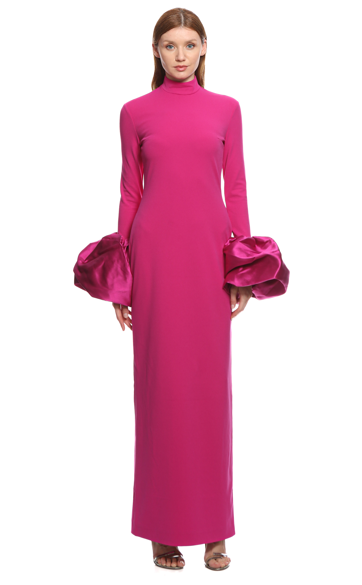 Solace London-Solace London Fuşya Uzun Elbise