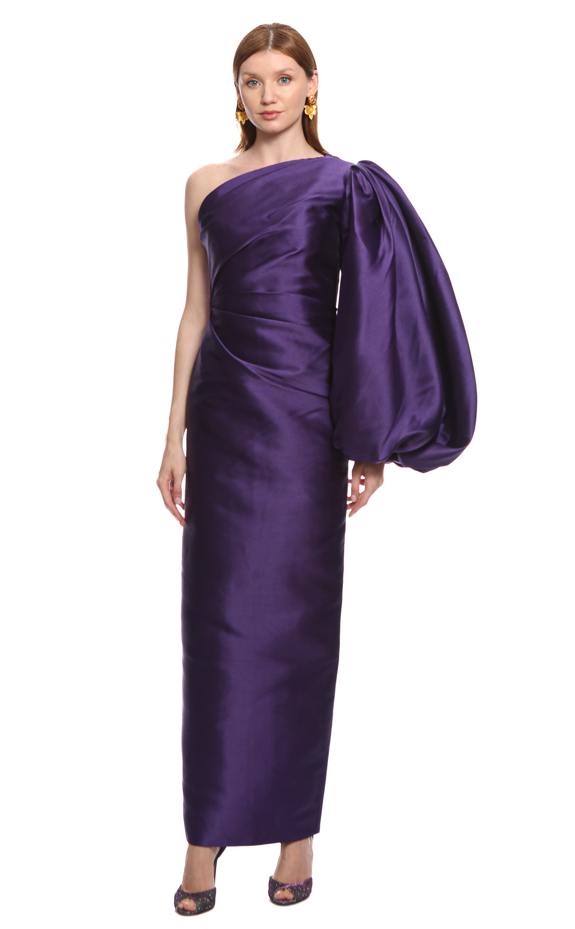 Solace London-Solace London Koyu Mor Uzun Elbise