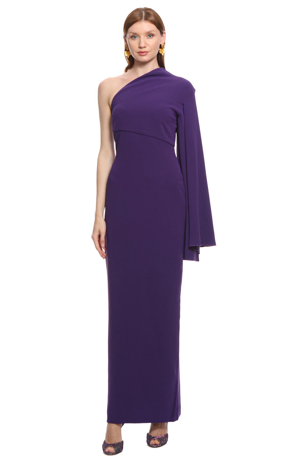 Solace London-Solace London Koyu Mor Uzun Elbise