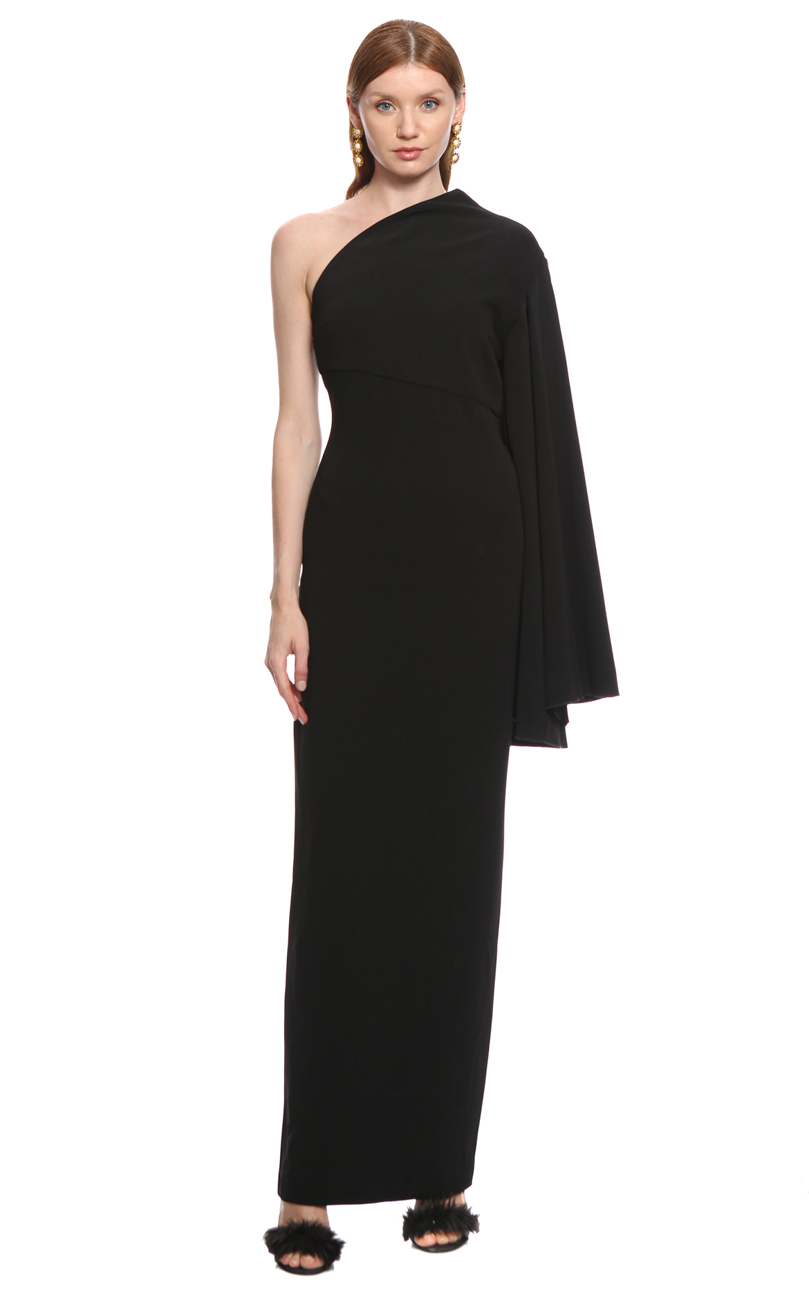 Solace London-Solace London Siyah Uzun Elbise