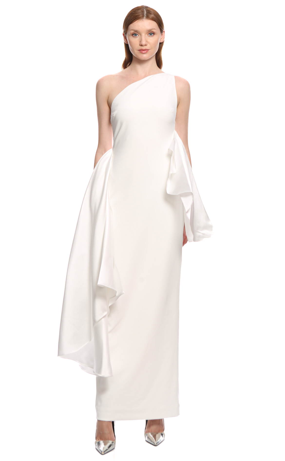 Solace London-Solace London Krem Rengi Uzun Elbise