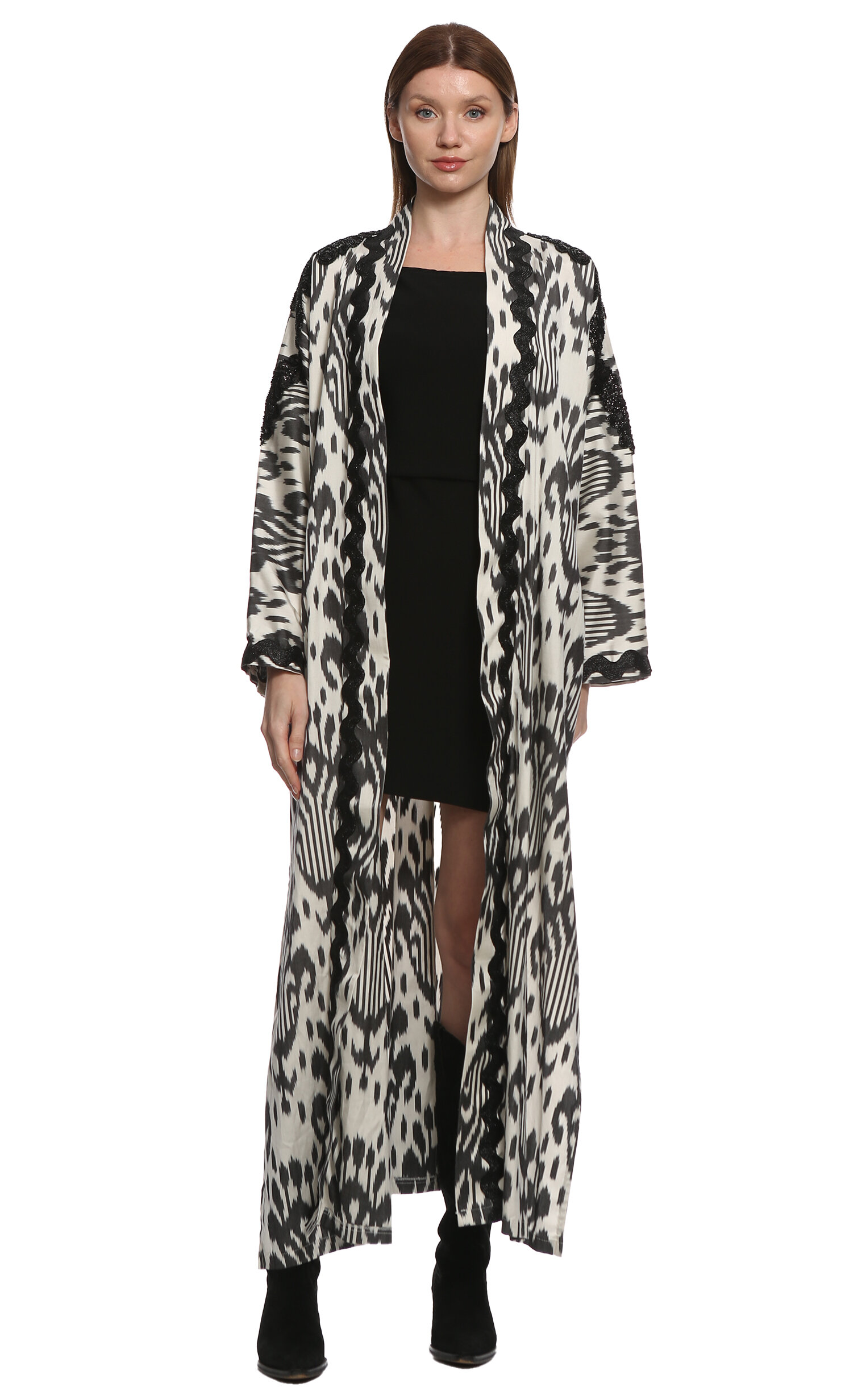 Haral Design Kadın Siyah/Beyaz Kaftan HRLKAF2023000211BEY-BEYAZSIYAH