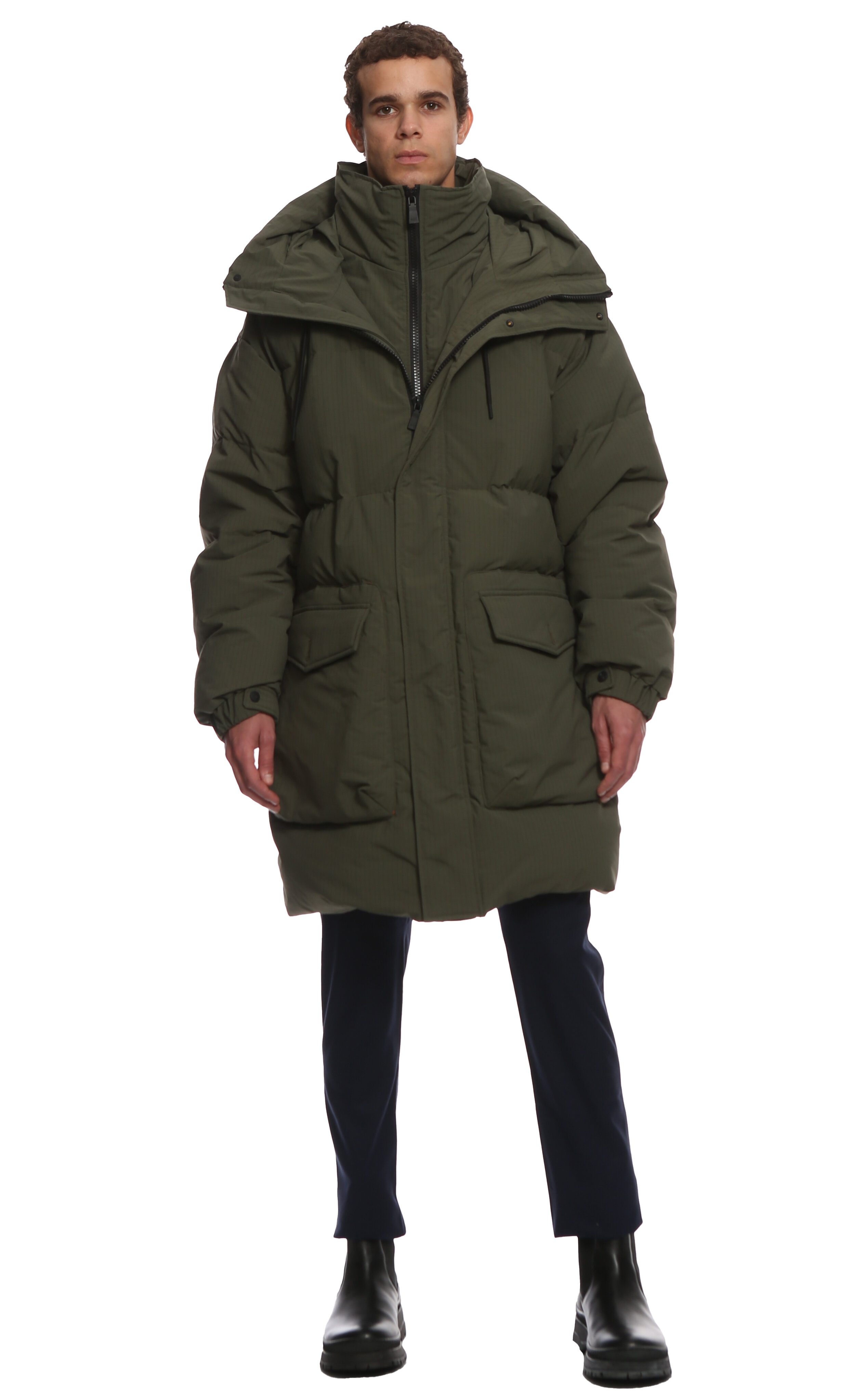 Add-Add Hoded Down Parka Yeşil Mont