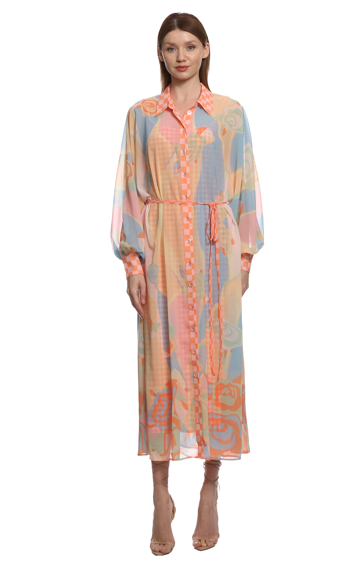 Cmeo-Cmeo Renkli Uzun Elbise