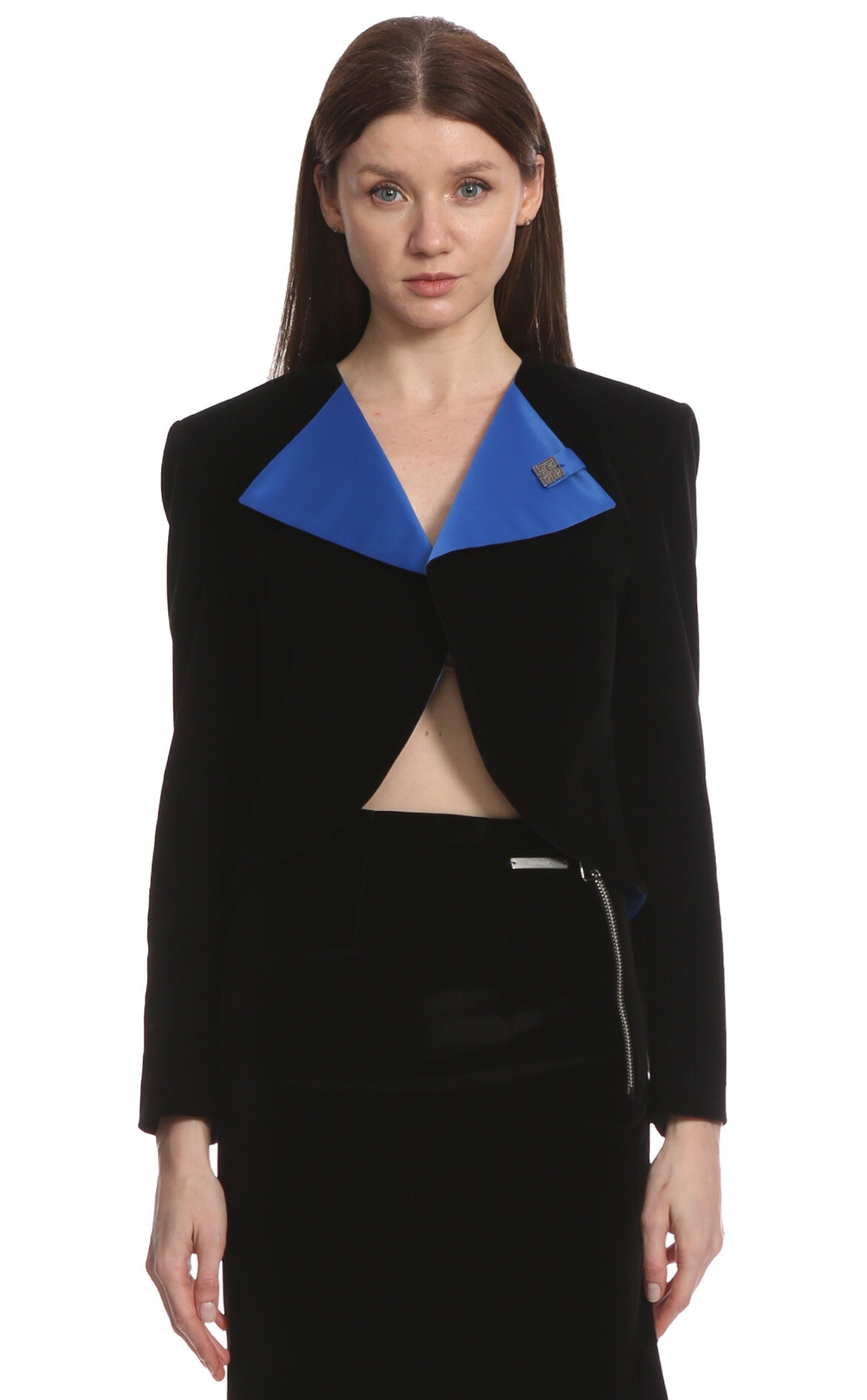 Knitology-KNTLGY Velvet Fuse Crop Blazer