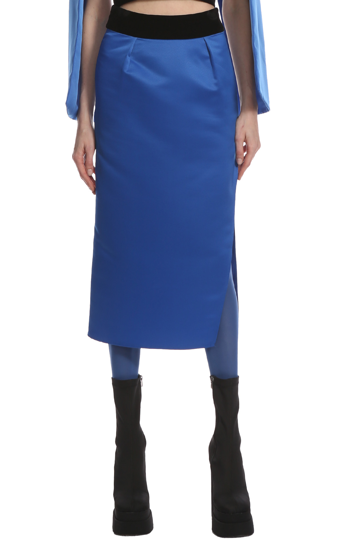 Knitology-KNTLGY Opulent Blue Swirl Sateen Skirt Knitology-KNTLGY Opulent Blue Swirl Sateen Skirt