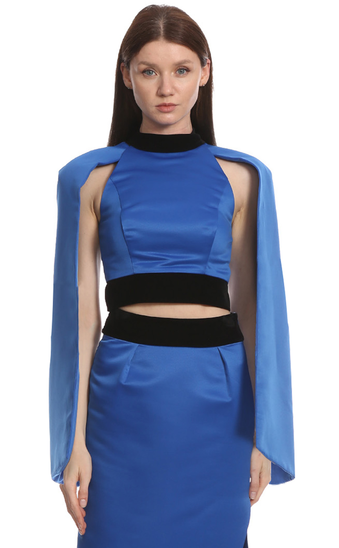Knitology-KNTLGY Opulent Blue Swirl Sateen Top Knitology-KNTLGY Opulent Blue Swirl Sateen Top